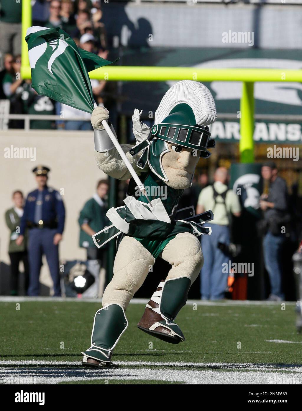 Sparty, the Michigan State mascot is seen during the first half of an ...