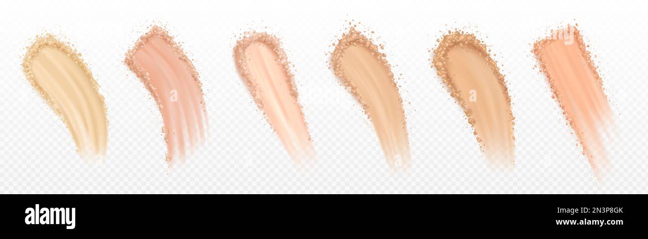 Set of vector realistic face powder smear. Isolated makeup cosmetic ...