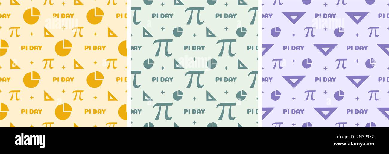 Pi Day Seamless Pattern Design with Mathematical Constants or Baked Pie in Template Hand Drawn ...