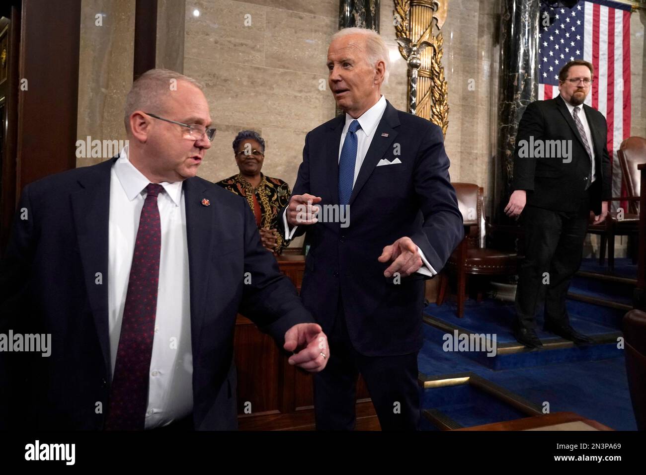 President Joe Biden walks from the podium after the State of the Union ...