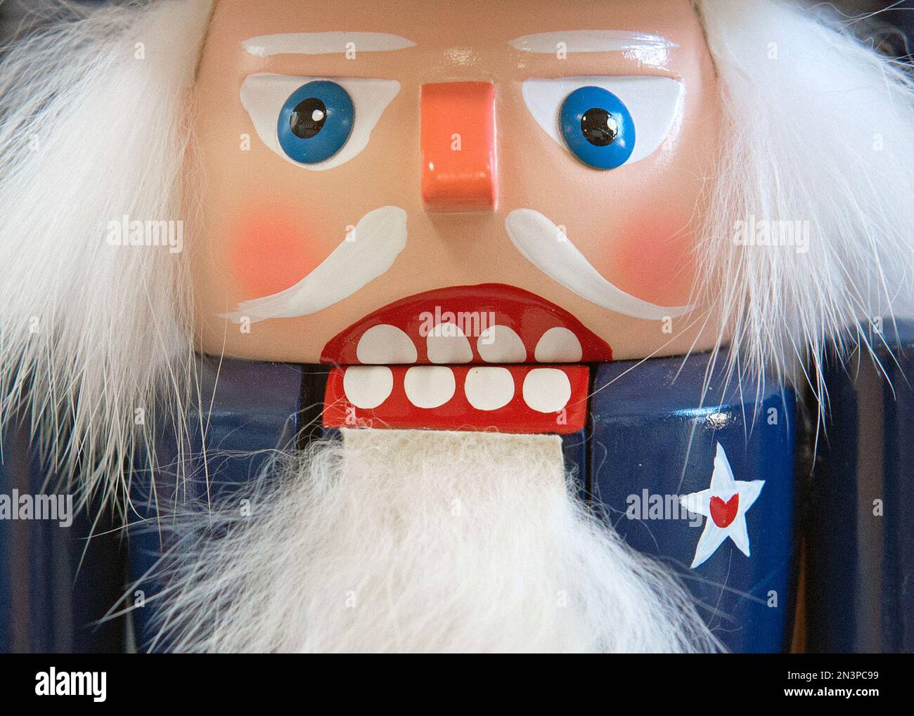 The nutcracker figure 'Uncle Sam' stands in a showcase for traditional ...