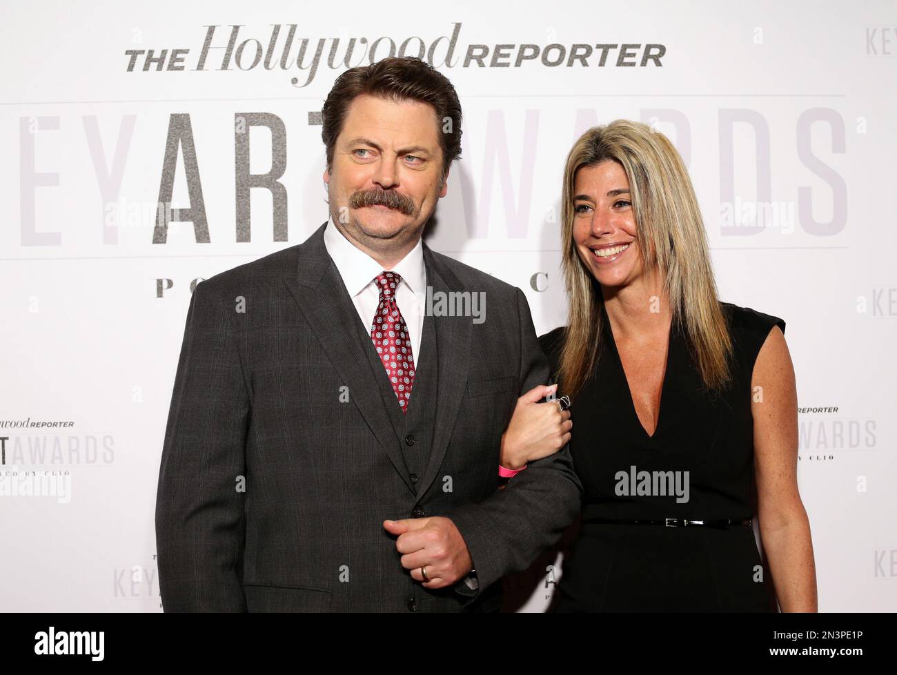 Nick Offerman, left, and Nicole Purcell, executive vice president, Clio ...