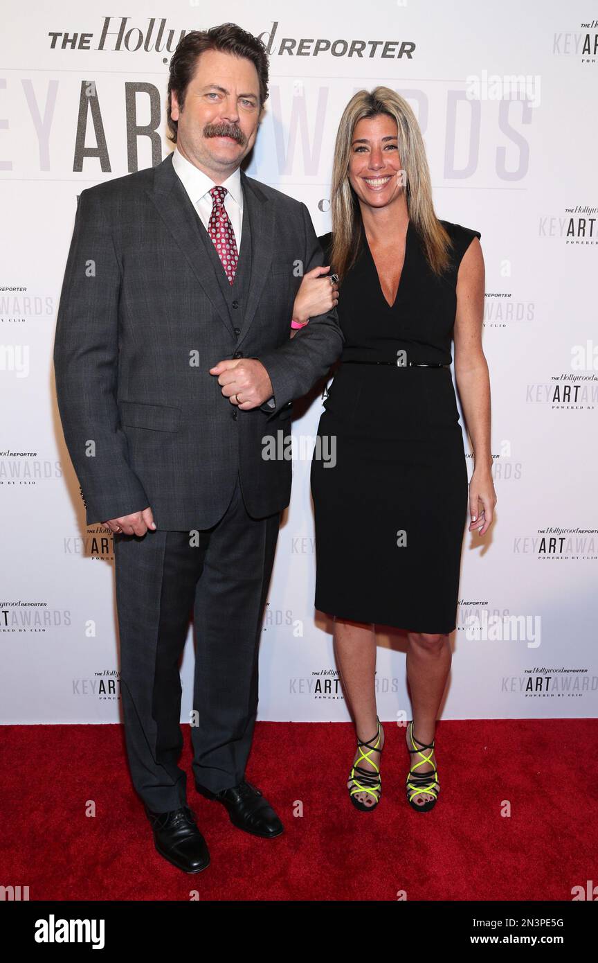 Nick Offerman, left, and Nicole Purcell, executive vice president, Clio ...