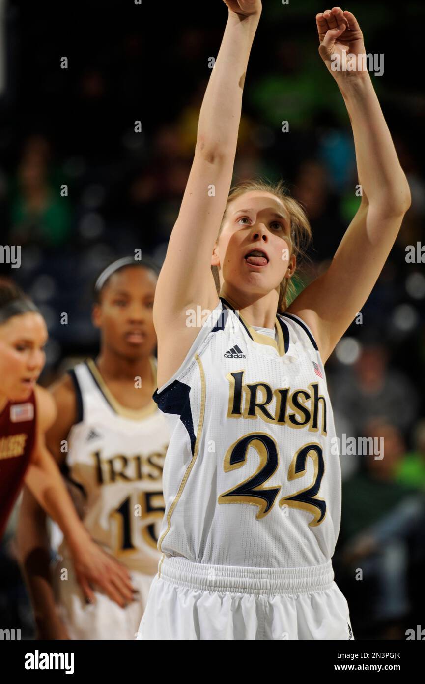 Notre Dame guard Madison Cable puts up a shot in an NCAA college ...