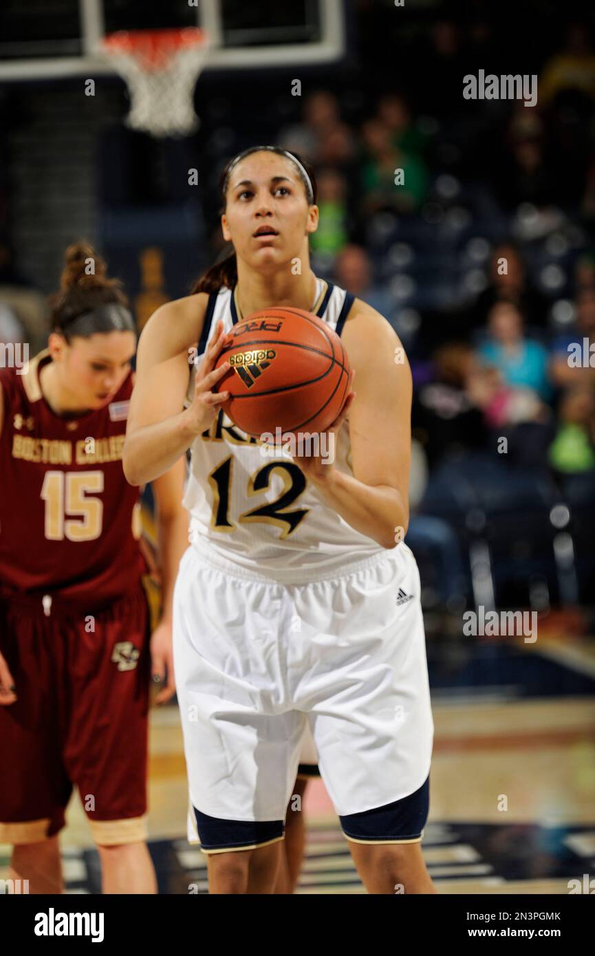 Notre Dame forward Taya Reimer puts up a shot in an NCAA college ...