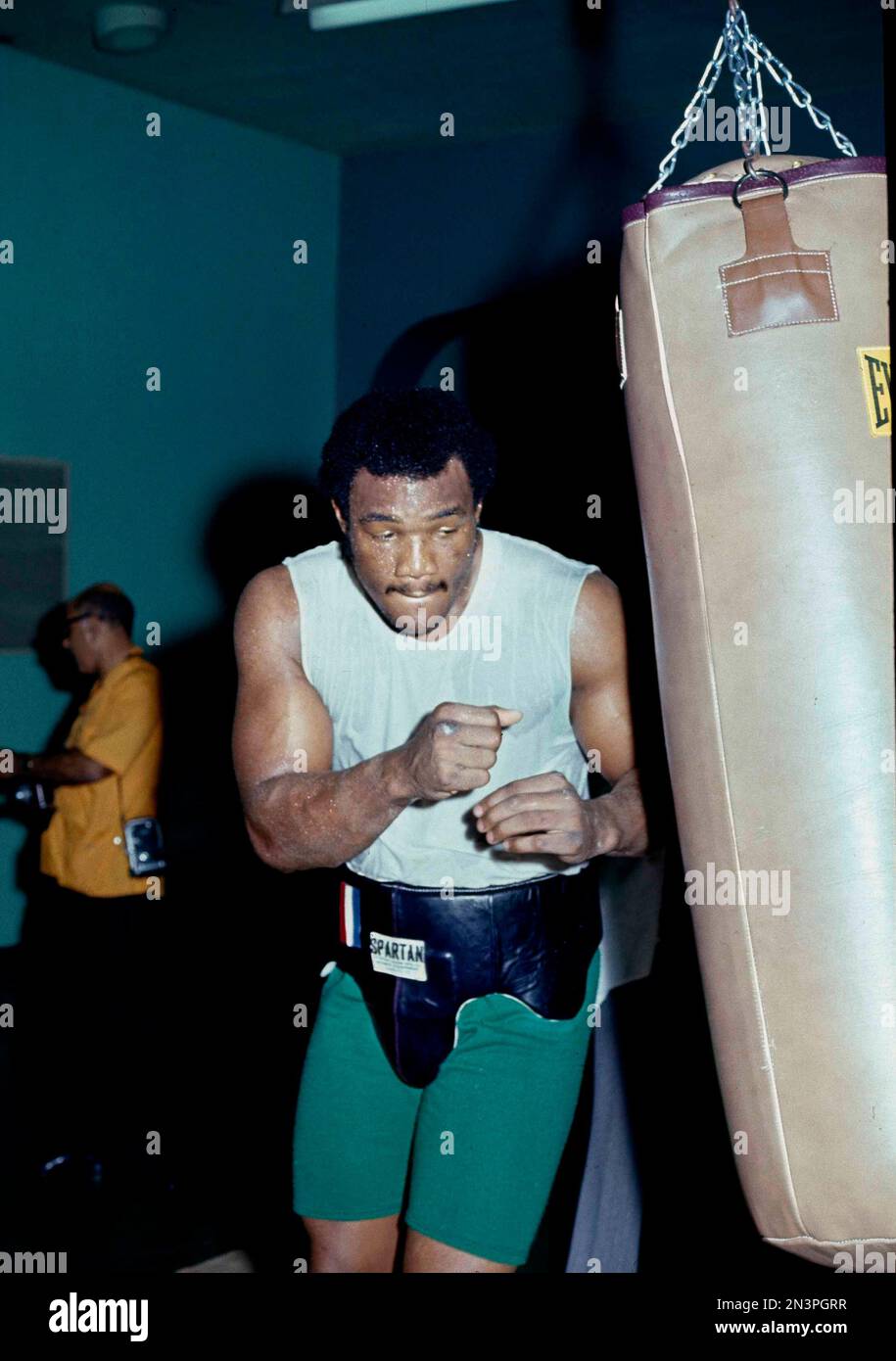 Heavyweight champion of the world George Foreman trains in a gym in San ...