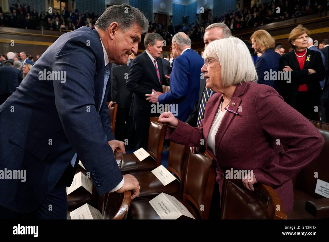Sen. Joe Manchin, D-W.Va., talks with Sen. Patty Murray, D-Wash ...