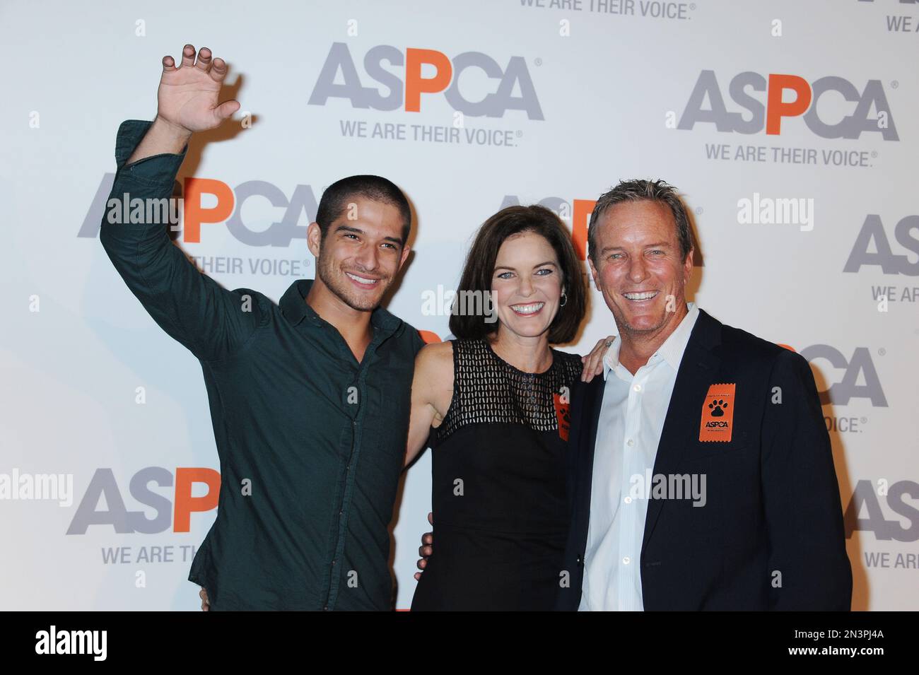 Tyler Posey, from left, Susan Walters, and Linden Ashby arrive at ASPCA ...