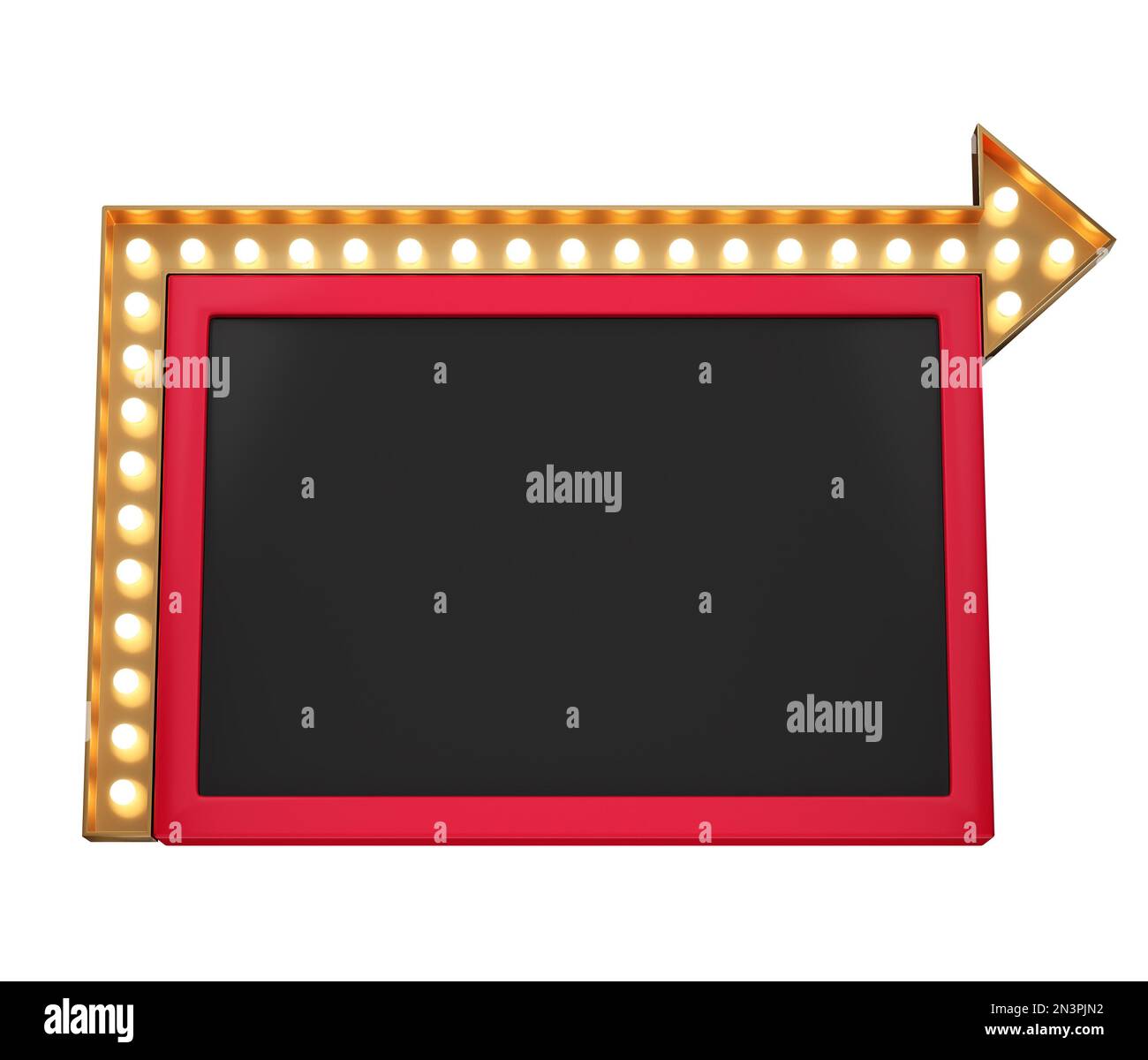 3d retro red and black signboard with glowing yellow light bulb with ...