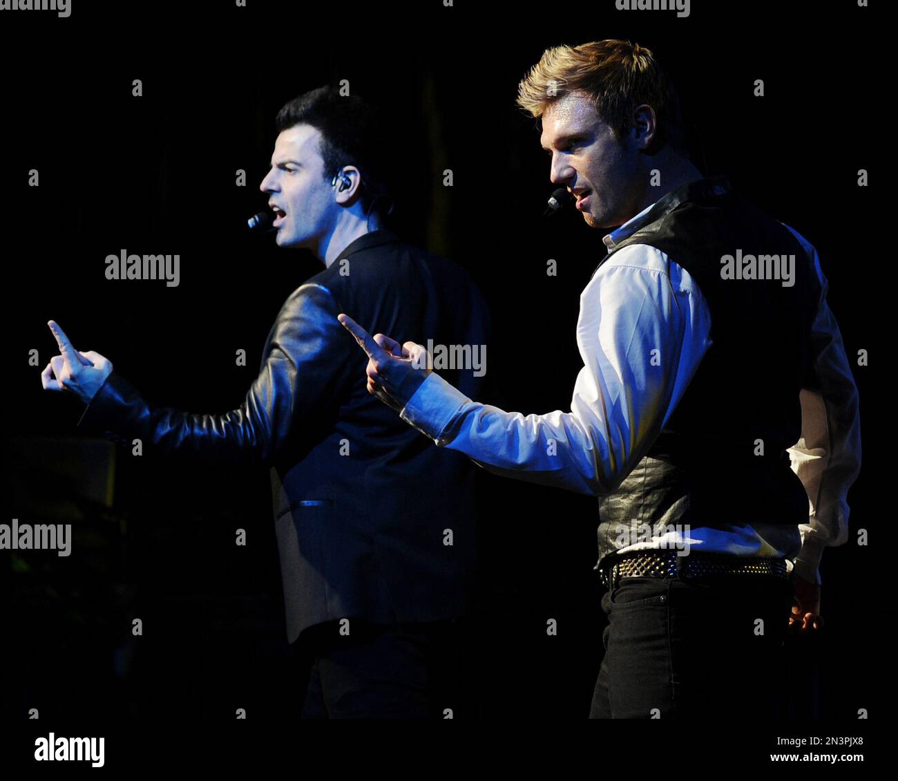 Nick Carter and Jordan Knight perform during the Nick and Knight Tour ...