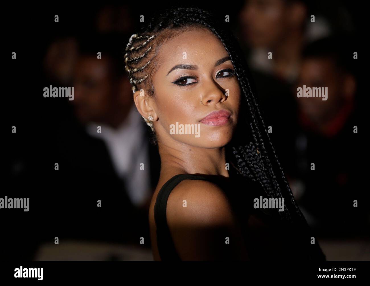 Melissa Steel poses for photographers upon arrival at the Mobo Awards ...