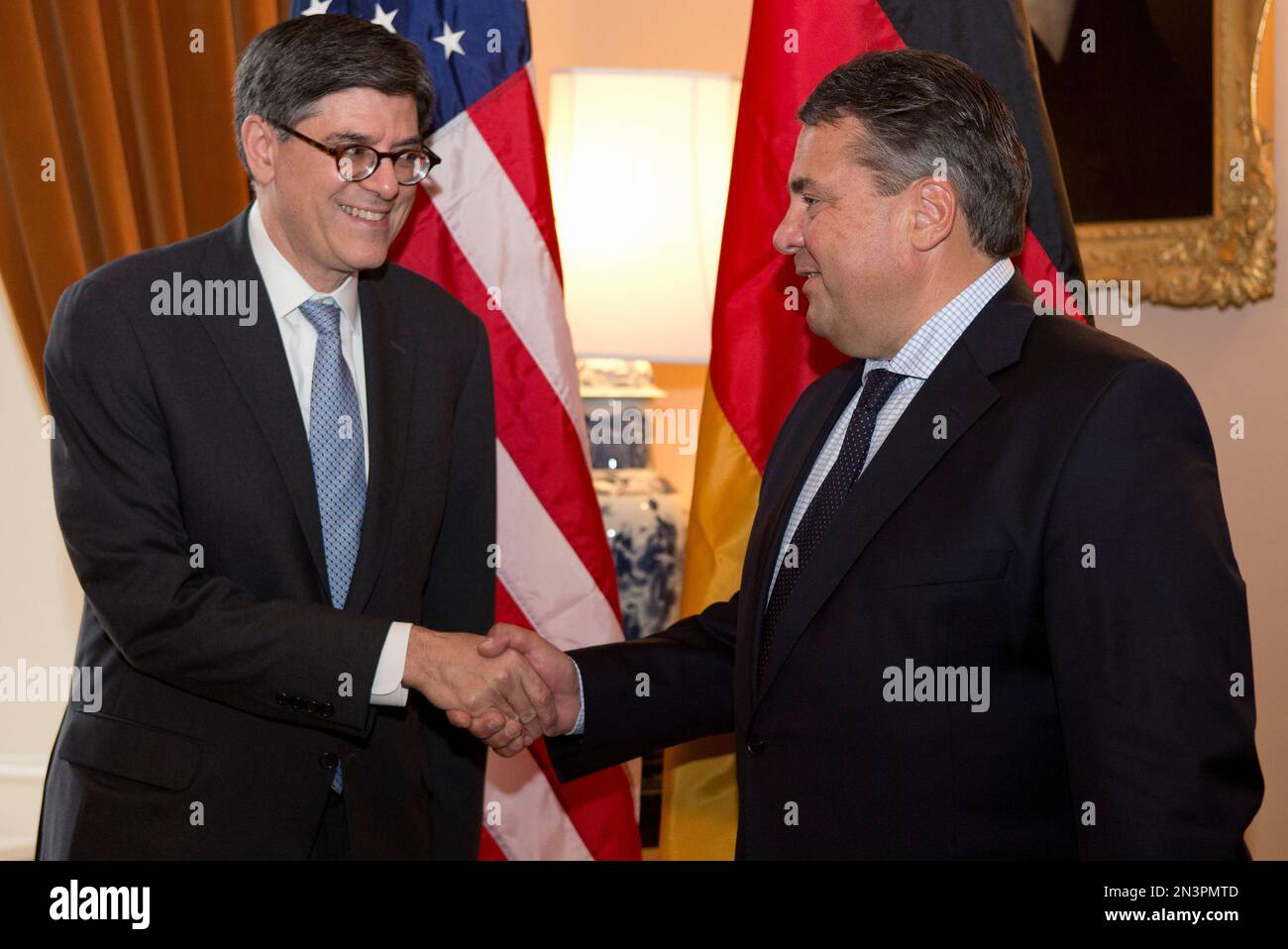 Treasury Secretary Jacob Lew shakes hands with German Vice Chancellor ...