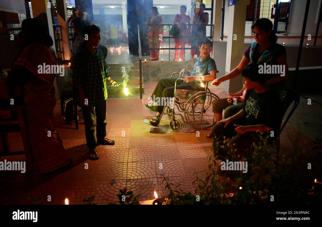 Children with special needs light firecrackers as they celebrate Diwali ...
