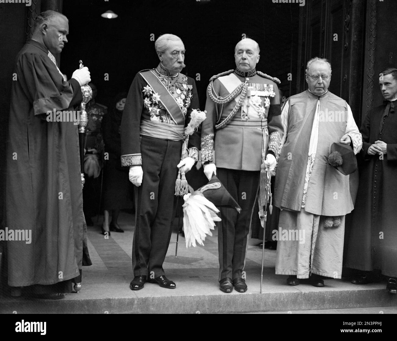 Left to right - Baron Marchienne, the Belgian Ambassador; the Earl of ...