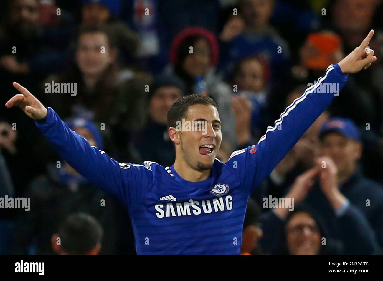 Chelsea's Eden Hazard celebrates scoring his team's sixth goal during ...