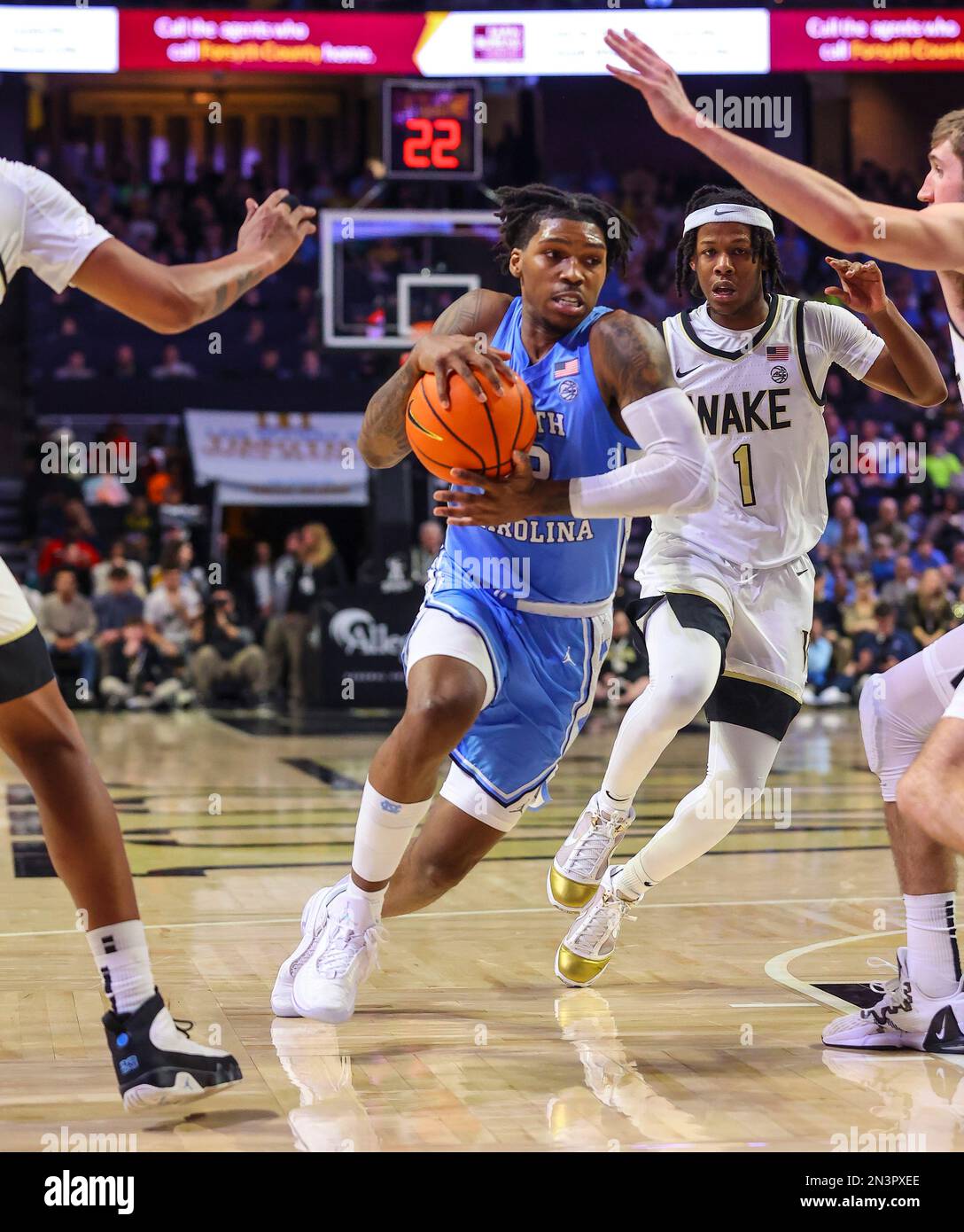 Salem. NC. US, February 7, 2023: North Carolina junior Caleb Love (2 ...