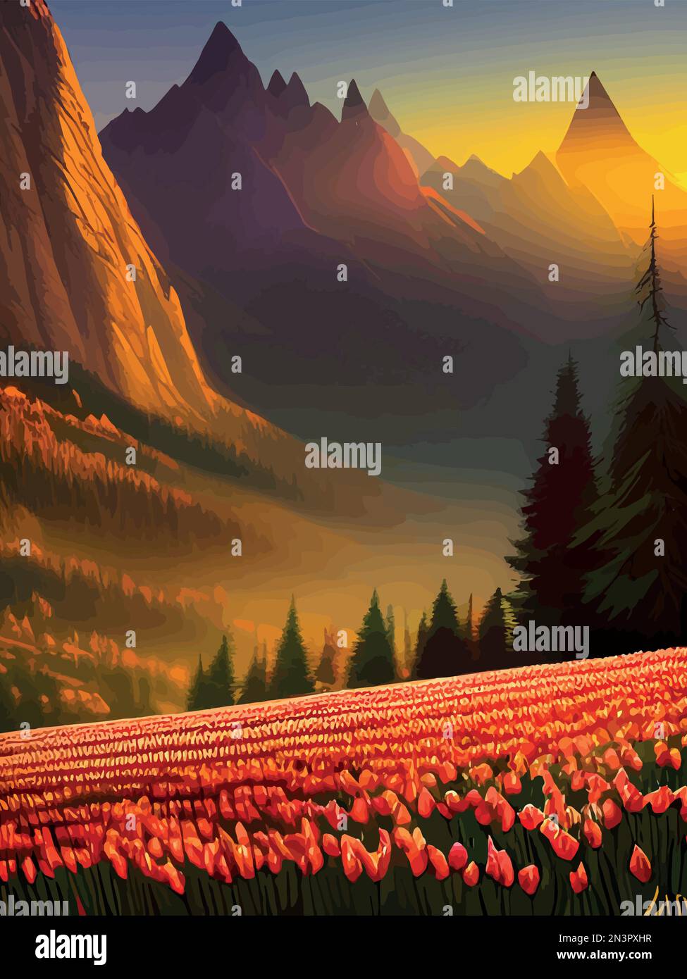 Alpine tulips Stock Vector Images - Alamy