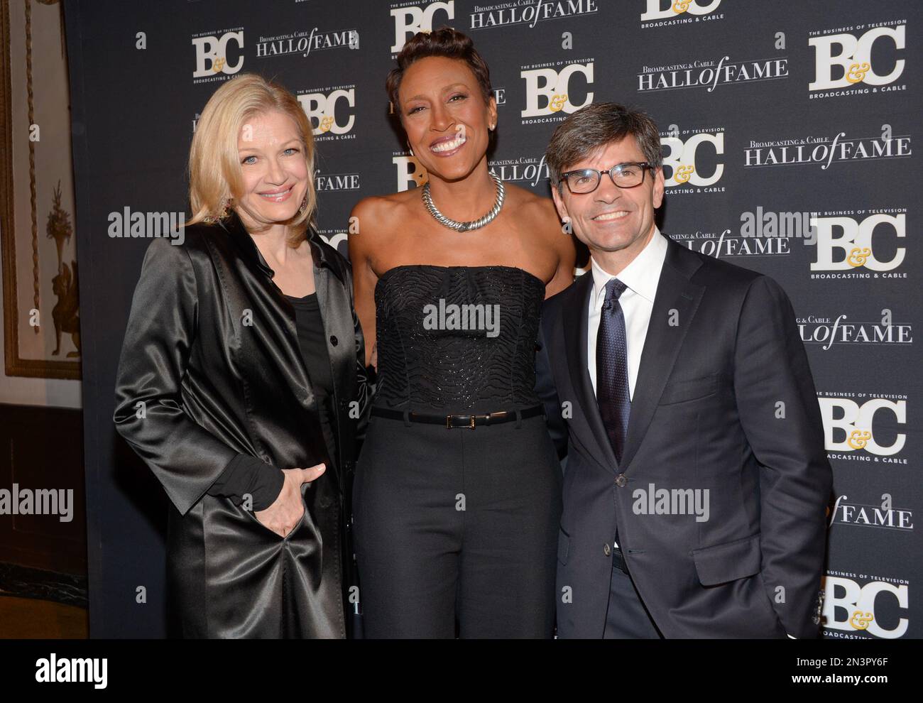 Diane Sawyer, left, Robin Roberts and George Stephanopoulos attend the ...