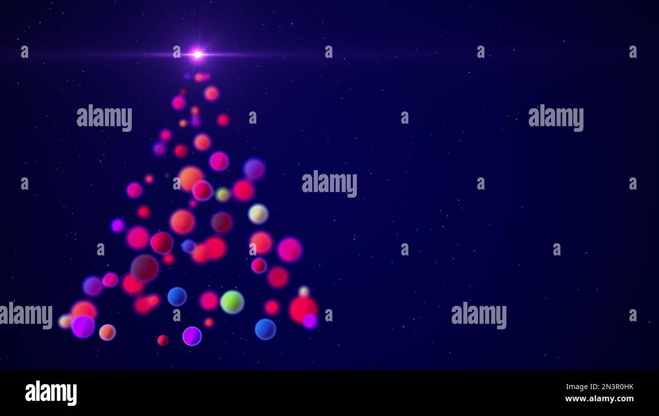 Christmas tree with spheres in an abstract background 3d illustration ...
