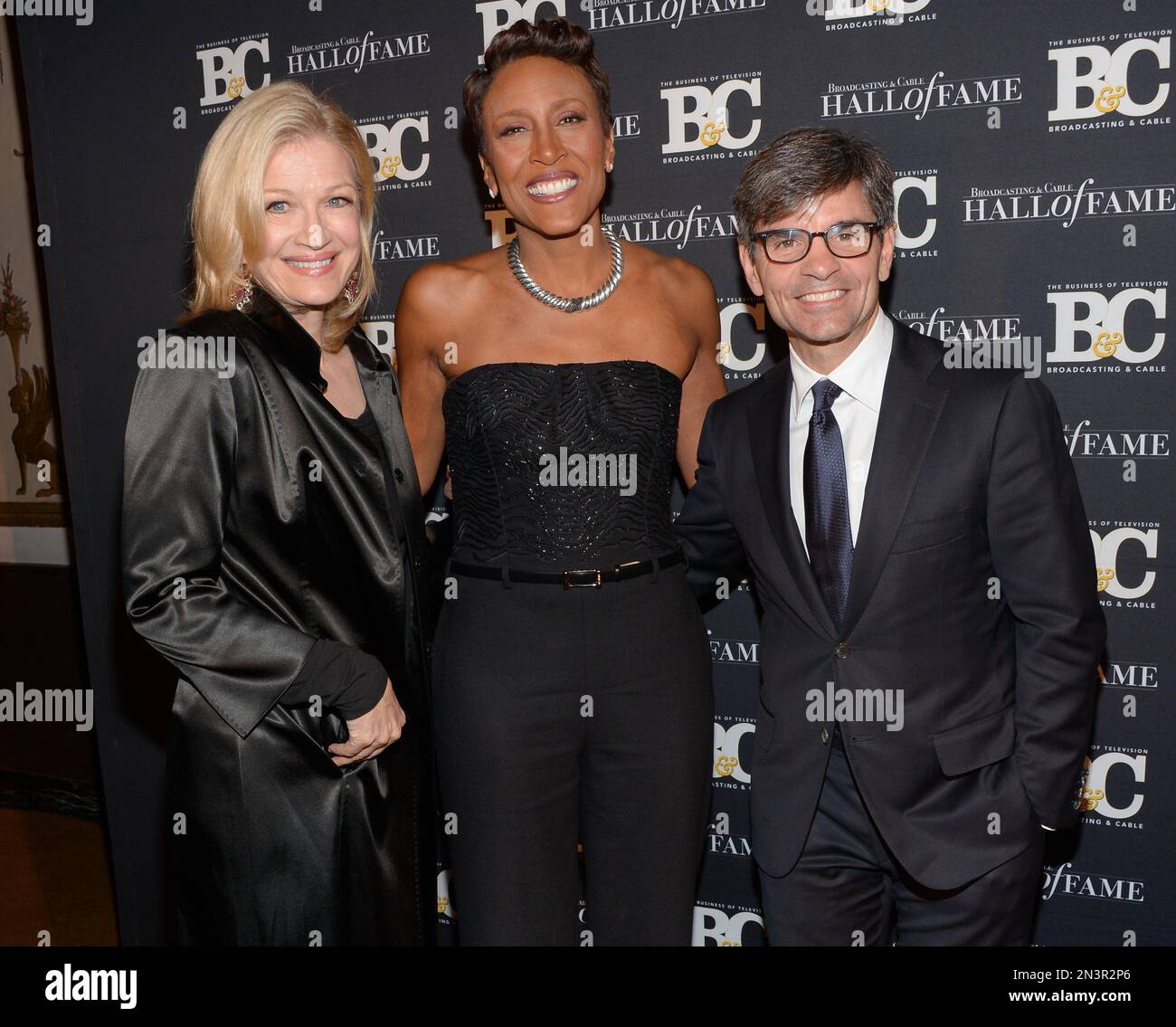 Diane Sawyer, left, Robin Roberts and George Stephanopoulos attend the ...