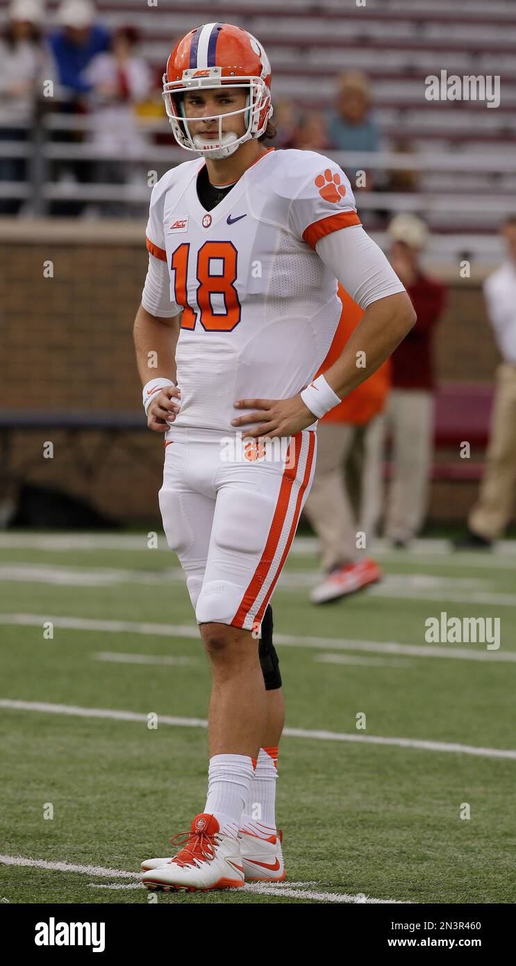 Clemson quarterback Cole Stoudt (18) stands on the field before their ...