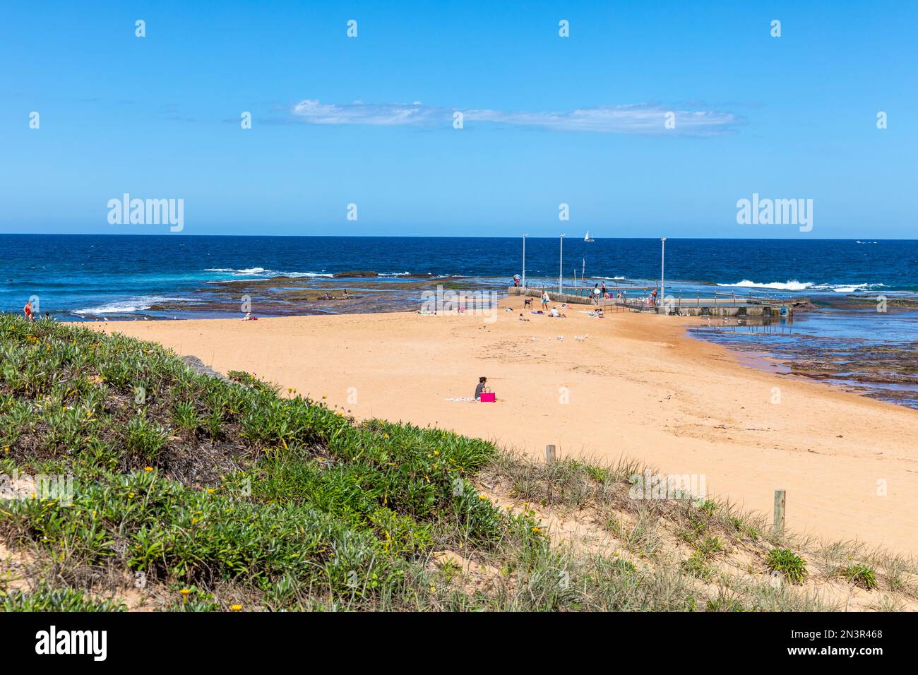 Mona Vale Beach Sydney Australia, summer 2023 blue sky sunny day at ...