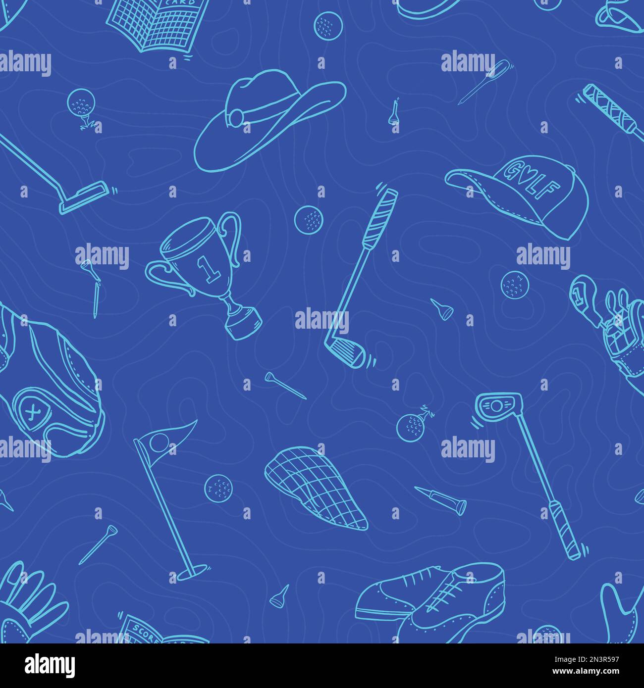 Golf doodle seamless pattern. Cartoon illustration vector illustration ...