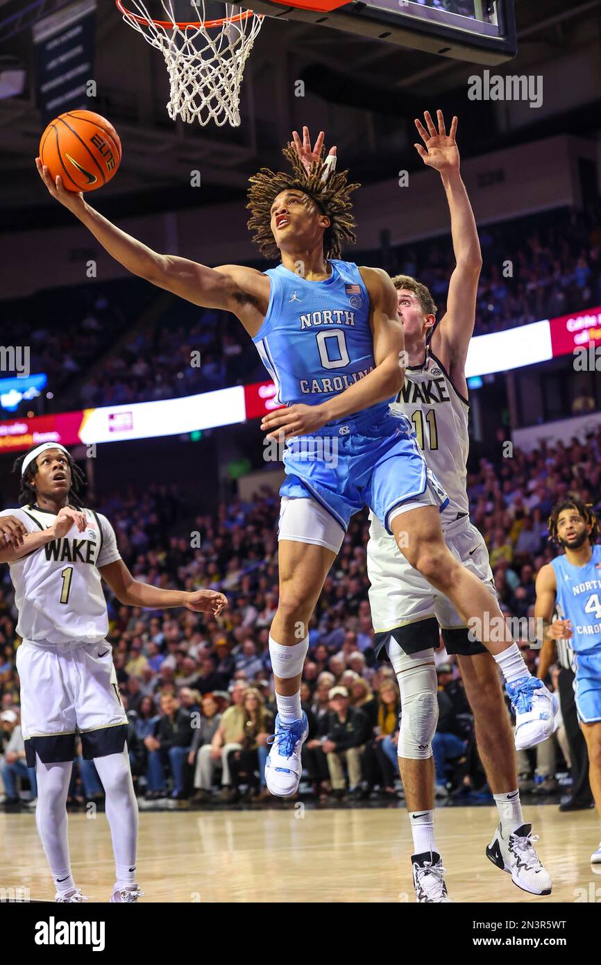 Salem. NC. US, February 7, 2023: North Carolina freshman Seth Trimble ...