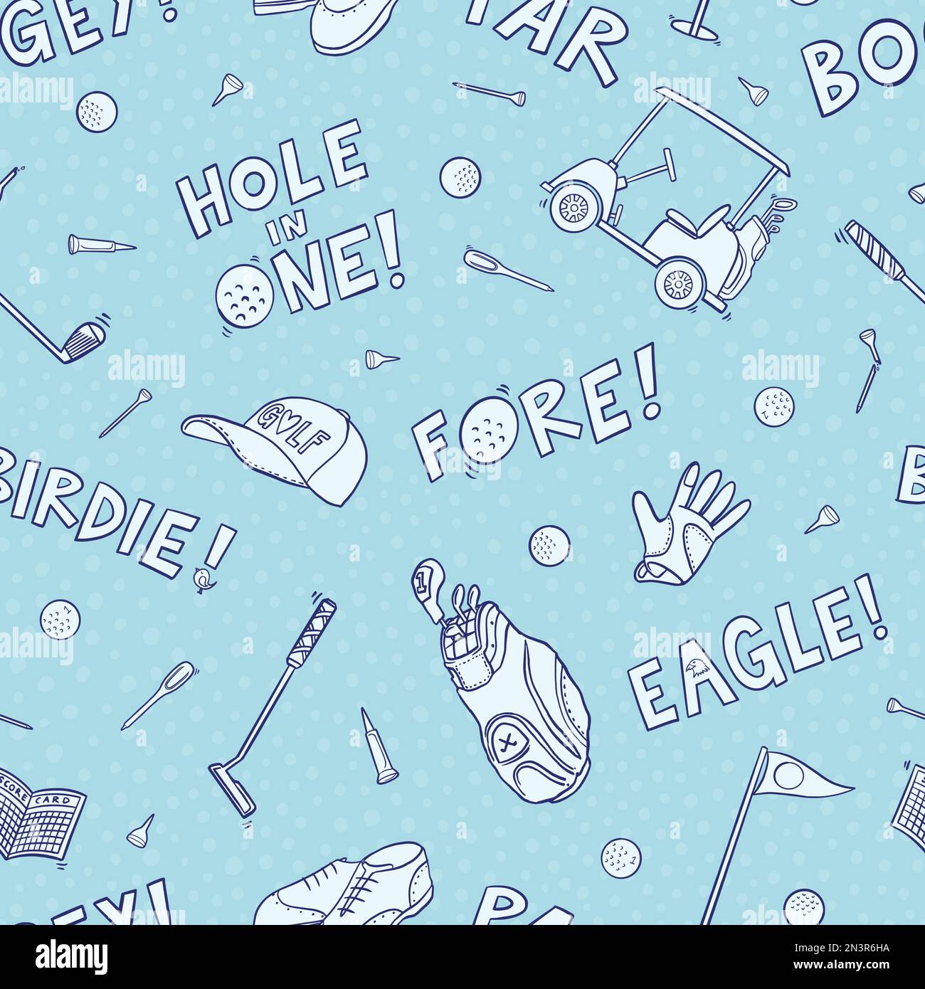 Golf doodle seamless pattern. Cartoon illustration vector illustration ...