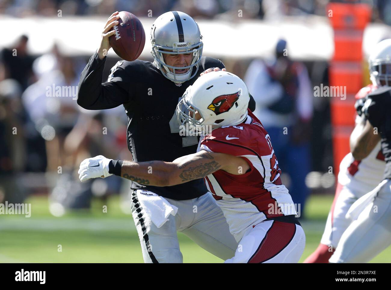 Arizona Cardinals middle linebacker Larry Foote (50) sacks Oakland ...