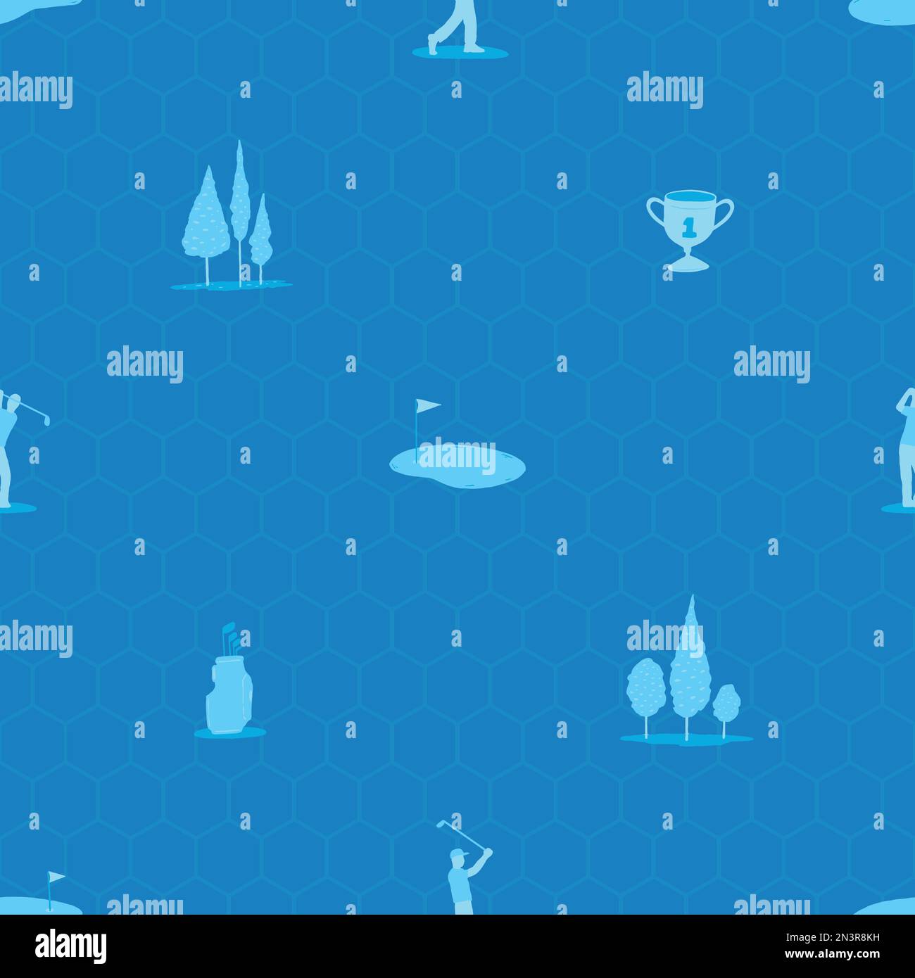 Golf Scenery doodle seamless pattern. Cartoon illustration vector ...