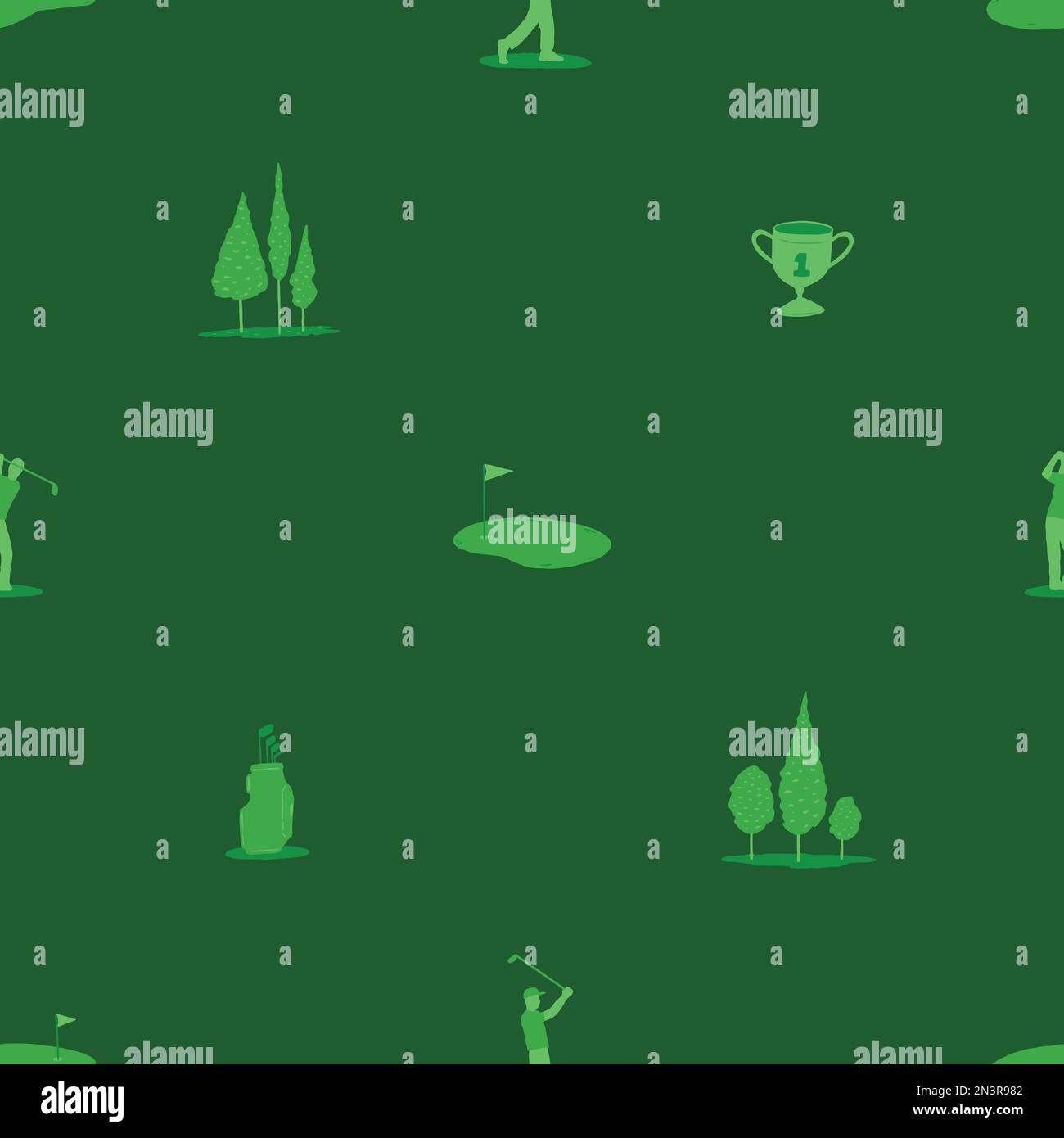 Golf Scenery doodle seamless pattern. Cartoon illustration vector ...