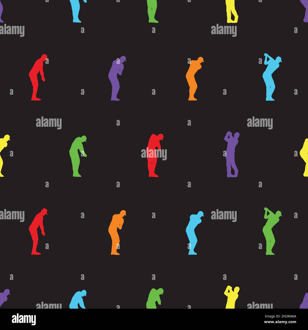 Golf Swing silhouette seamless pattern. Cartoon illustration vector ... Golf Swing silhouette seamless pattern. Cartoon illustration vector ...