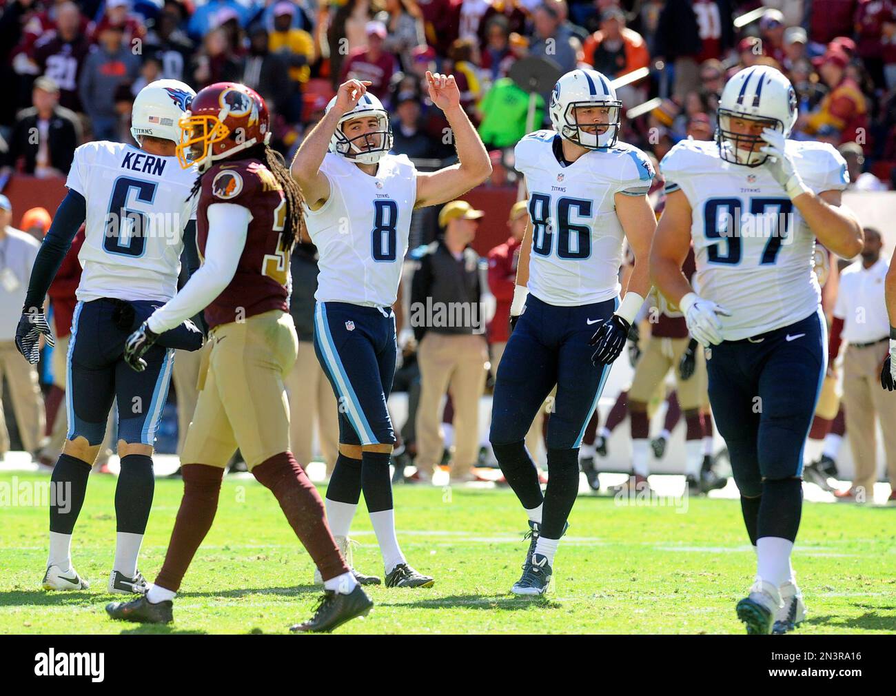 Tennessee Titans kicker Ryan Succop (8) celebrates his field goal ...