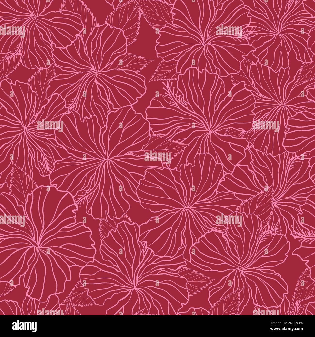 Hibiscus flower seamless pattern. Vector illustration Batik floral ...