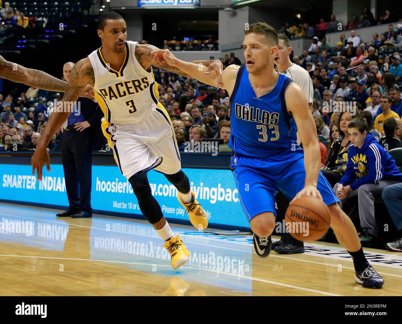 Dallas Mavericks guard Gal Mekel (33) pushes his way around Indiana ...