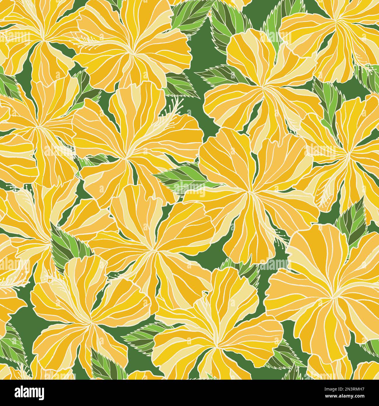 Hibiscus flower seamless pattern. Vector illustration Batik floral ...
