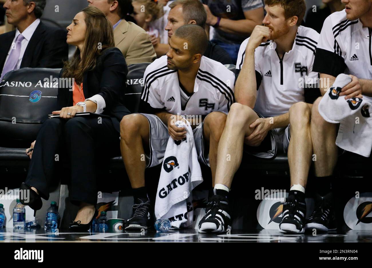 San Antonio Spurs assistant coach Becky Hammon, Tony Parker and Matt ...