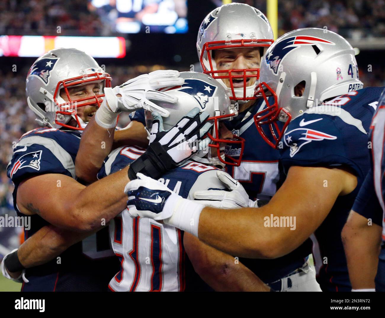 New England Patriots wide receiver Danny Amendola, center, celebrates ...
