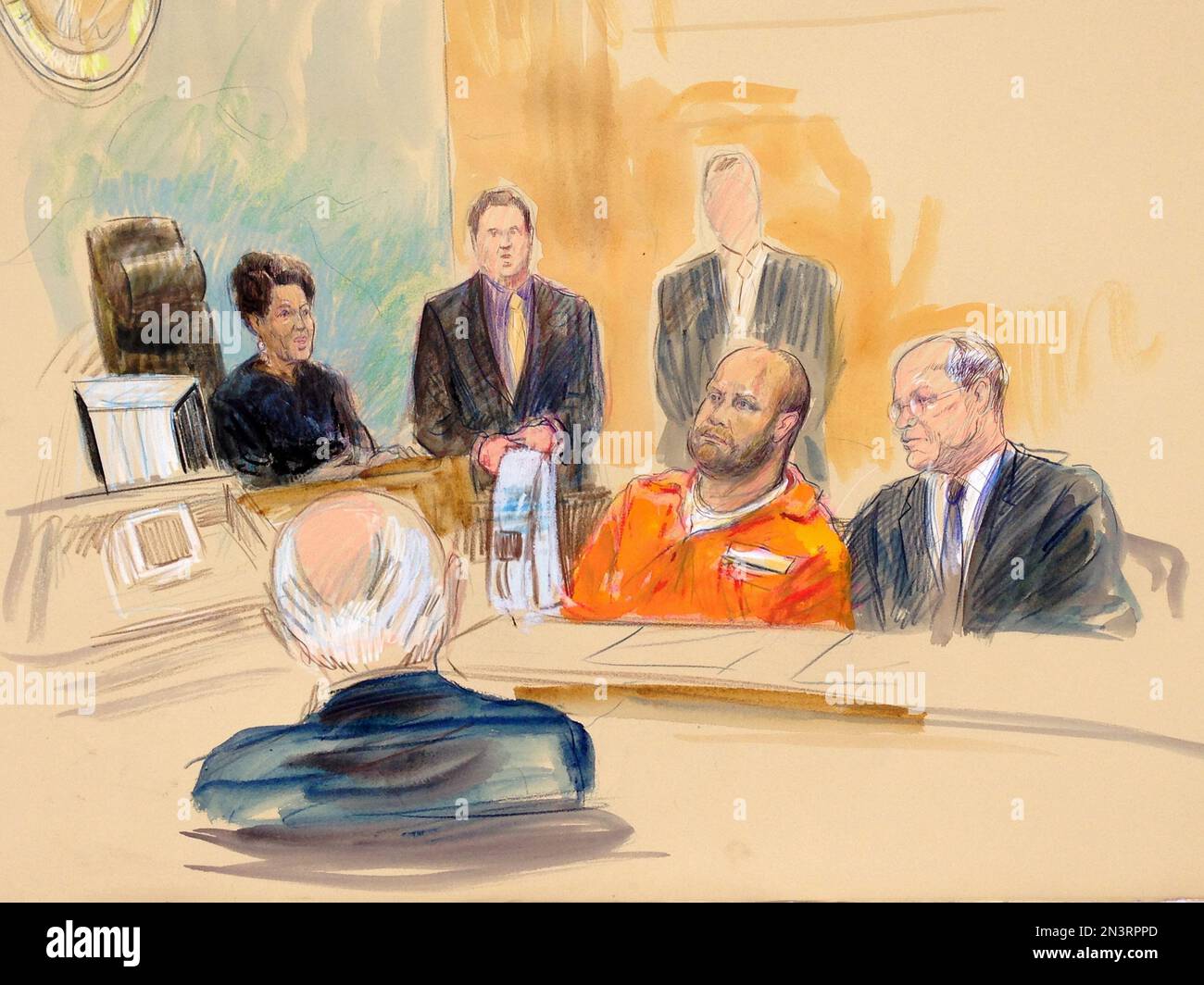 This Oct. 1, 2014, courtroom artist rendering shows U.S. Magistrate ...