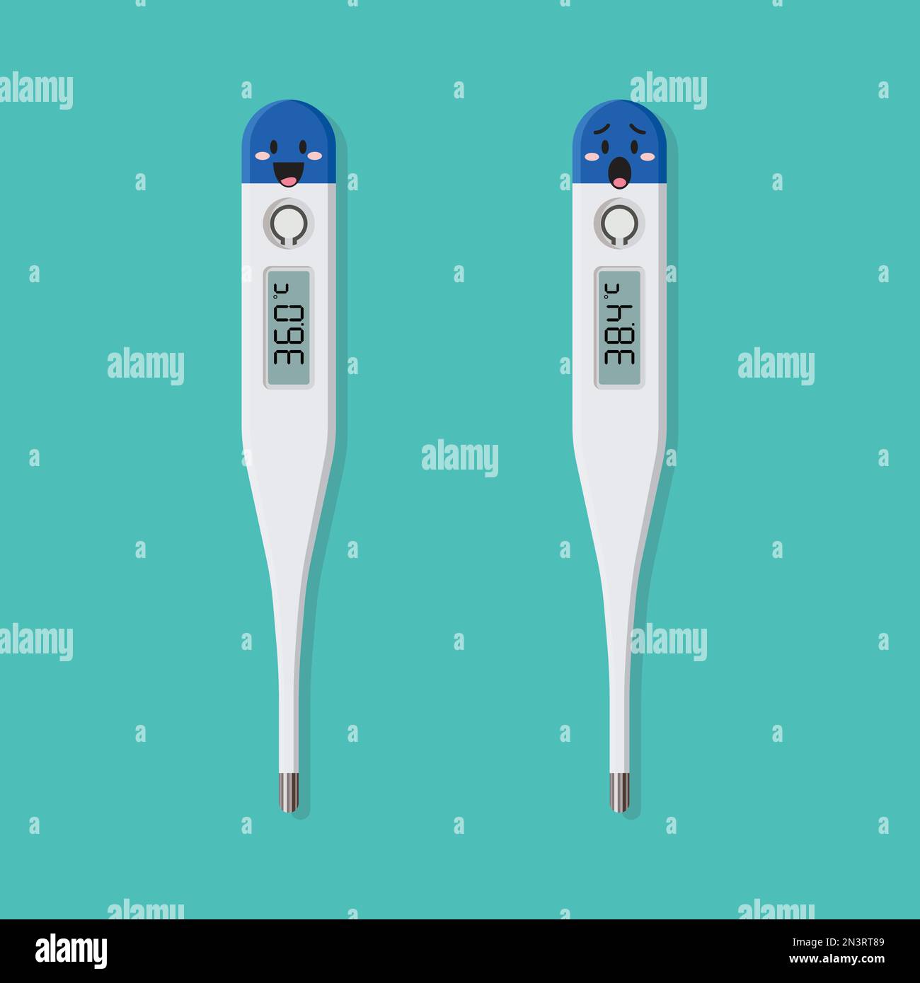 Emoji characters of Fevers and Normal Body Temperature. Vector illustration Stock Vector Image ...
