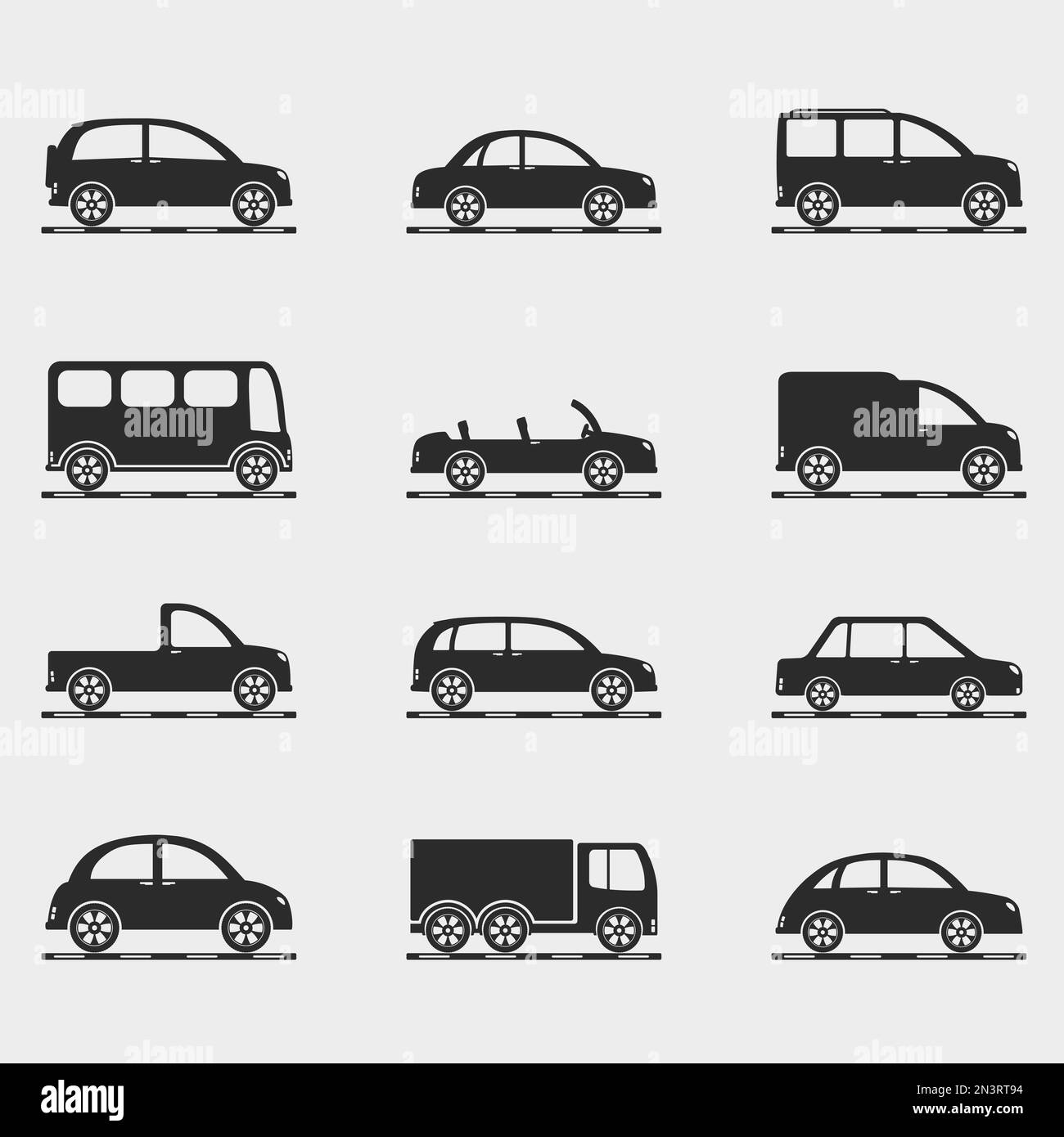 Set of icons of different cars, vector eps10 illustration Stock Vector ...