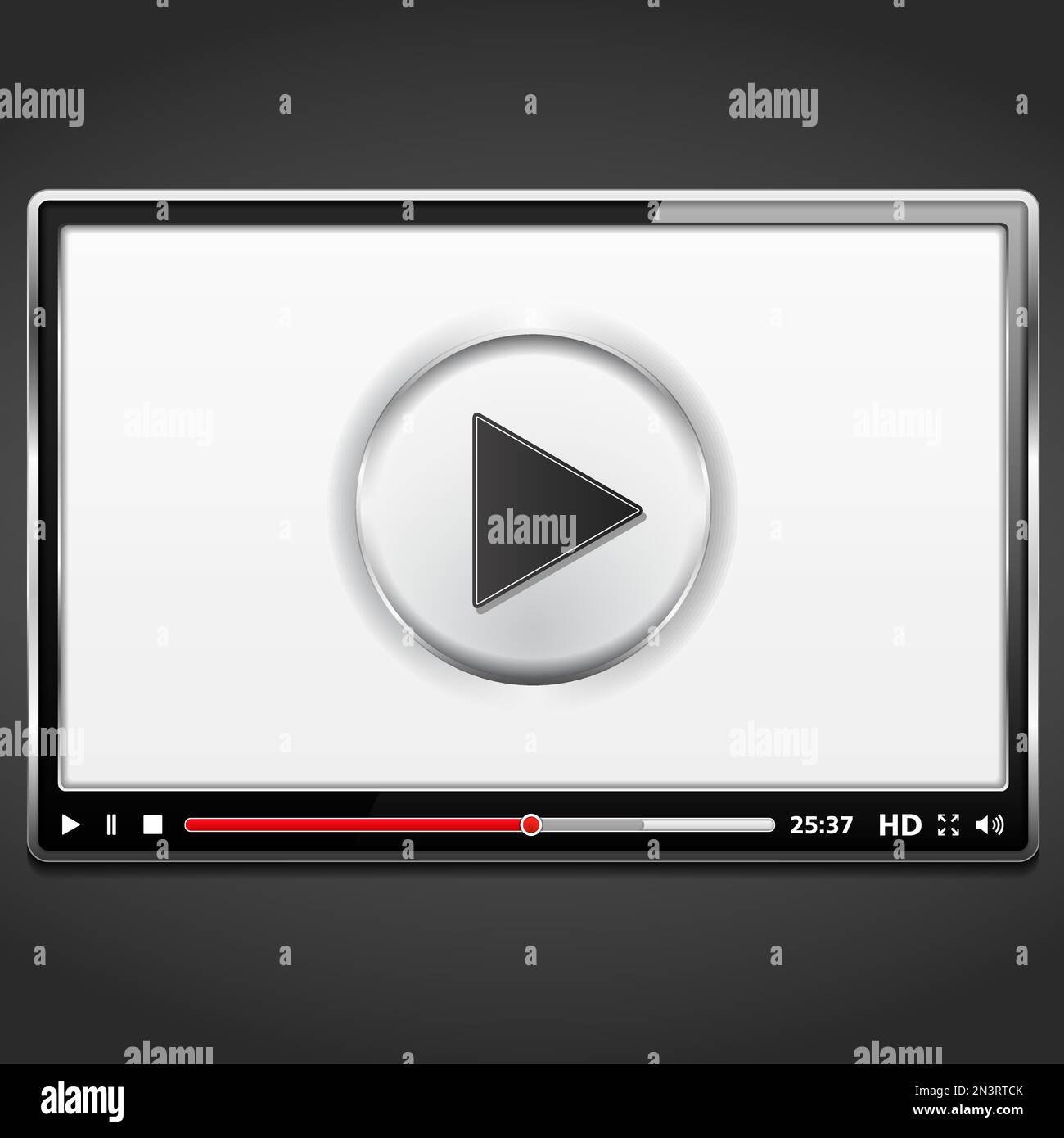 Black video player template with metallic frame, vector eps10 ...