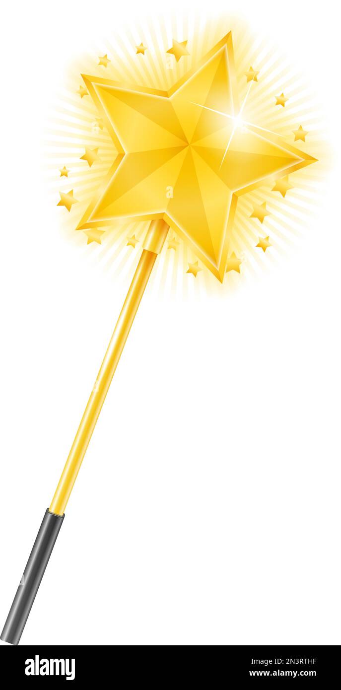 Magic wand with golden star on white background, vector eps10 ...