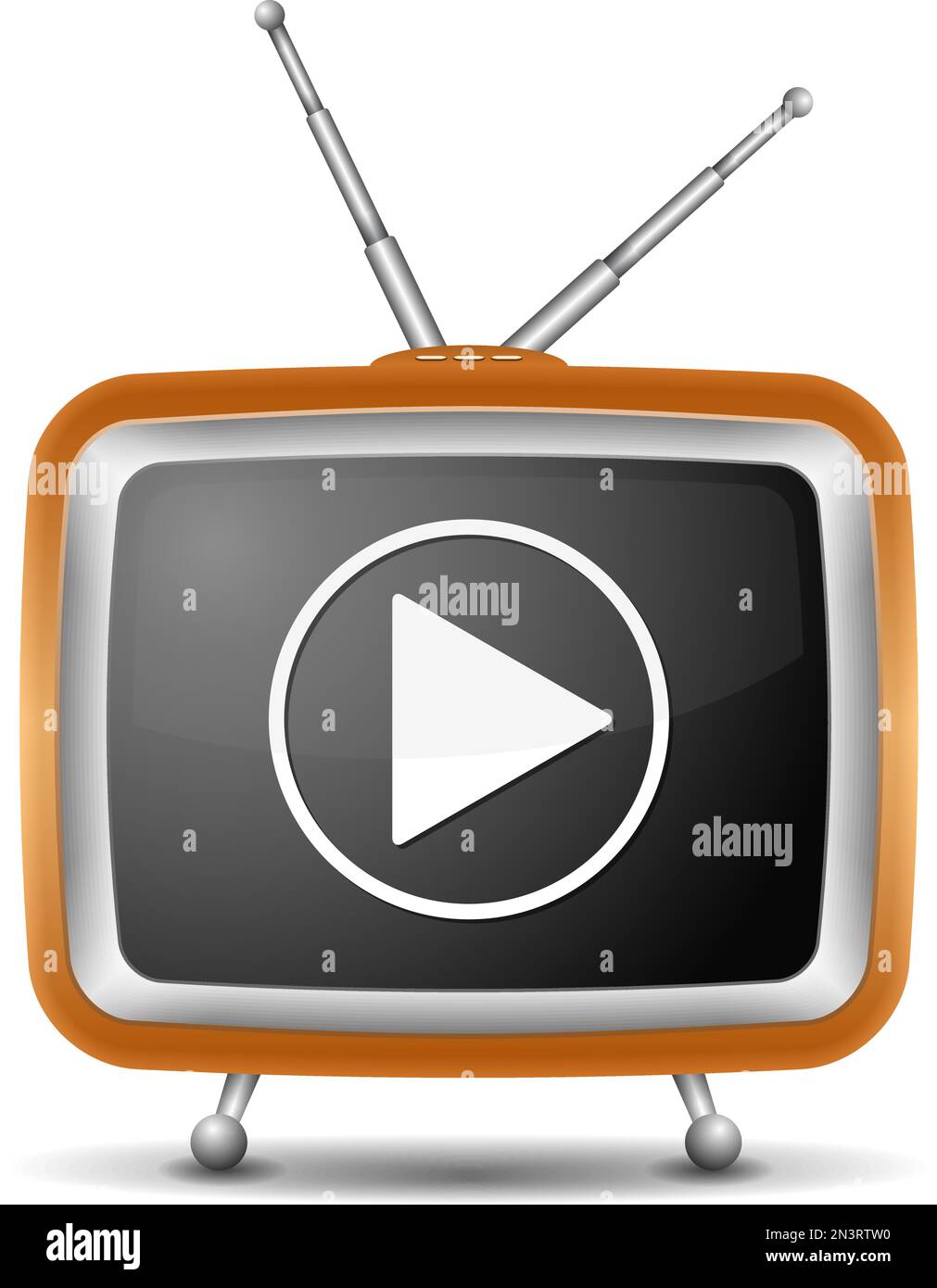 Icon of retro tv with play button, vector eps10 illustration Stock ...