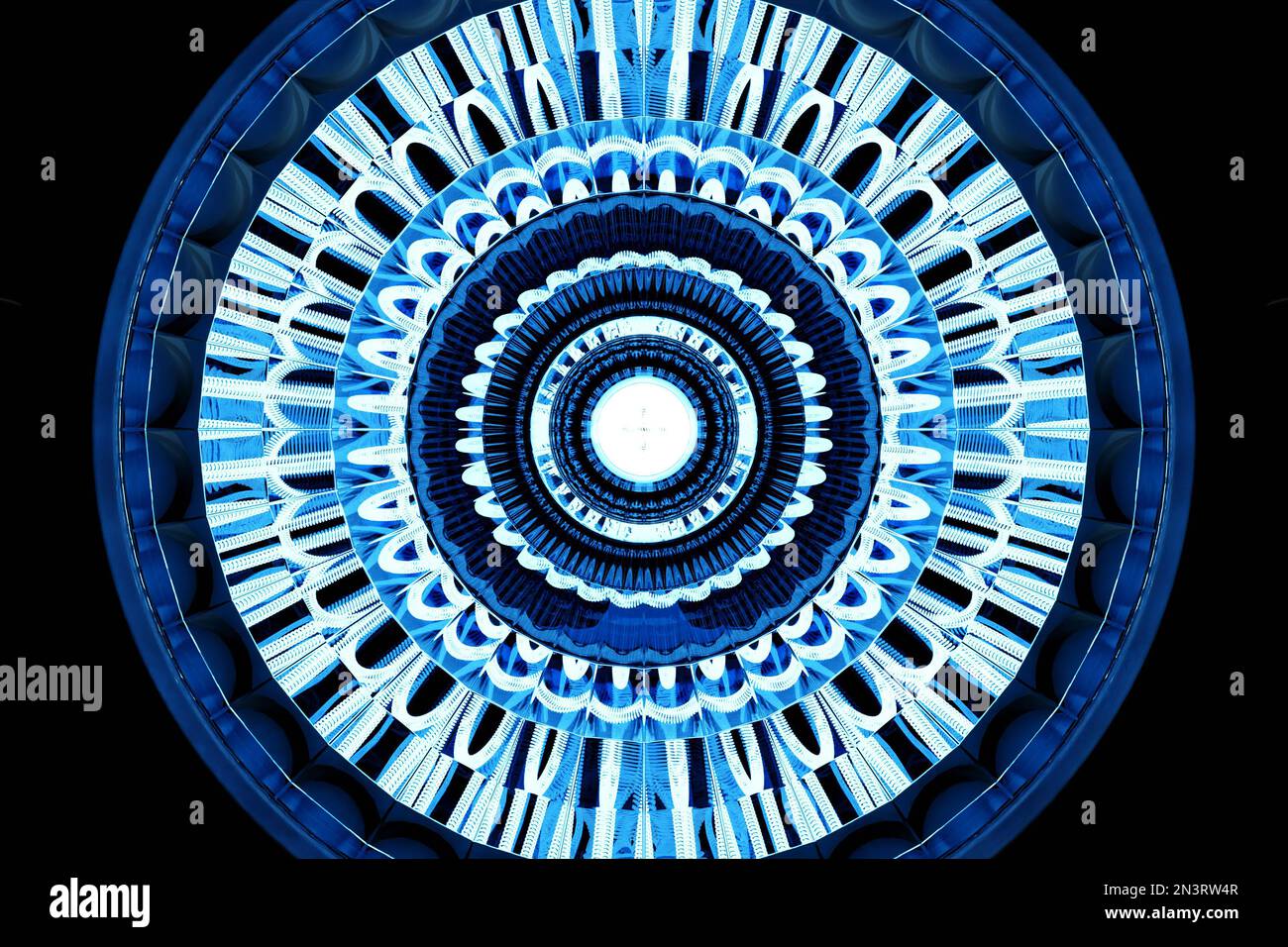 3D rendering future engine rocket turbine technology under blue light ...