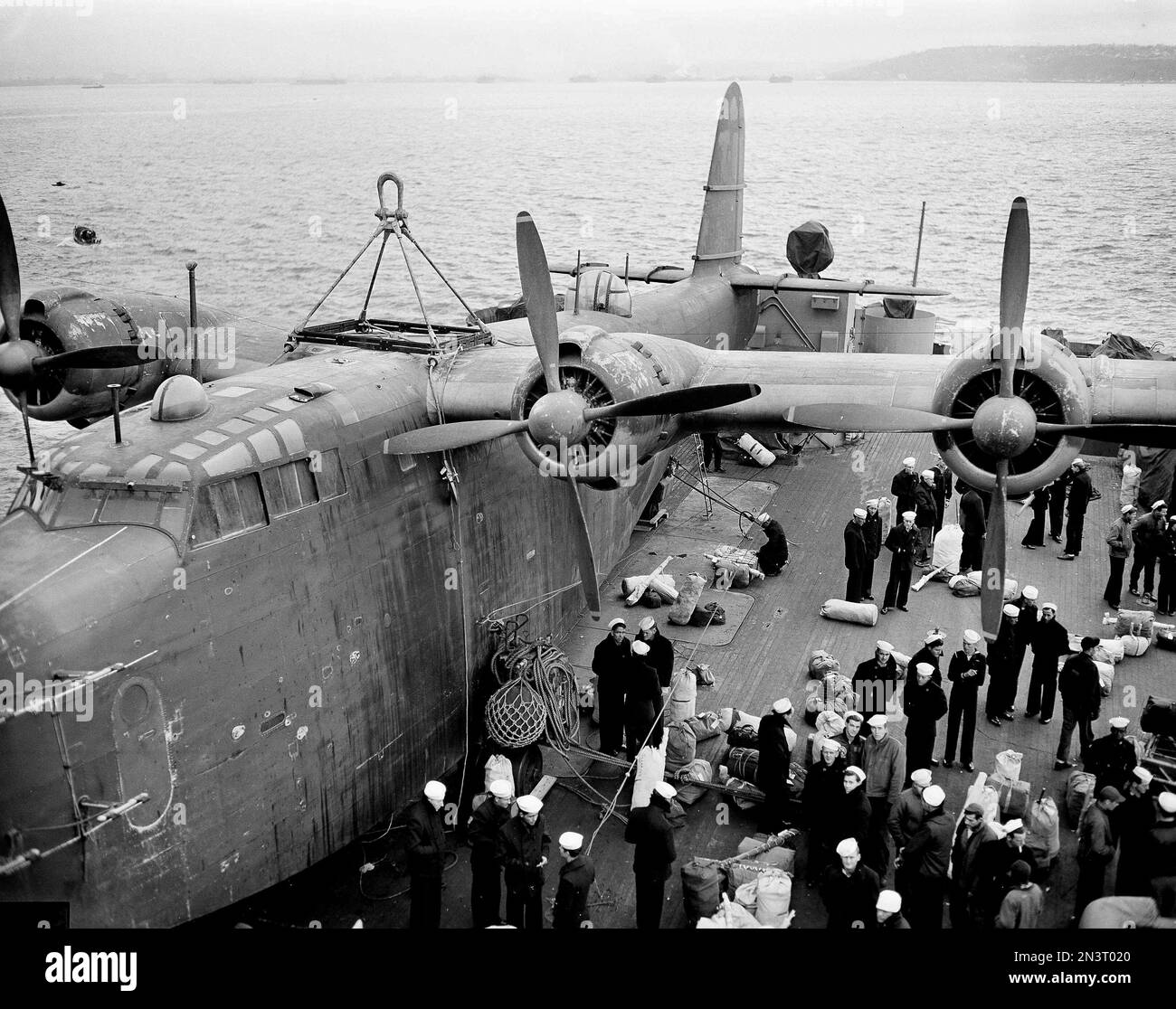 This "Emily," a four-engined Japanese seaplane picked up at a base ...