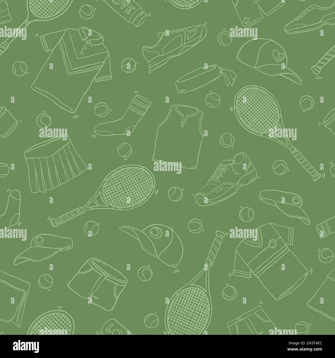 Tennis doodle seamless pattern. Cartoon illustration vector ...