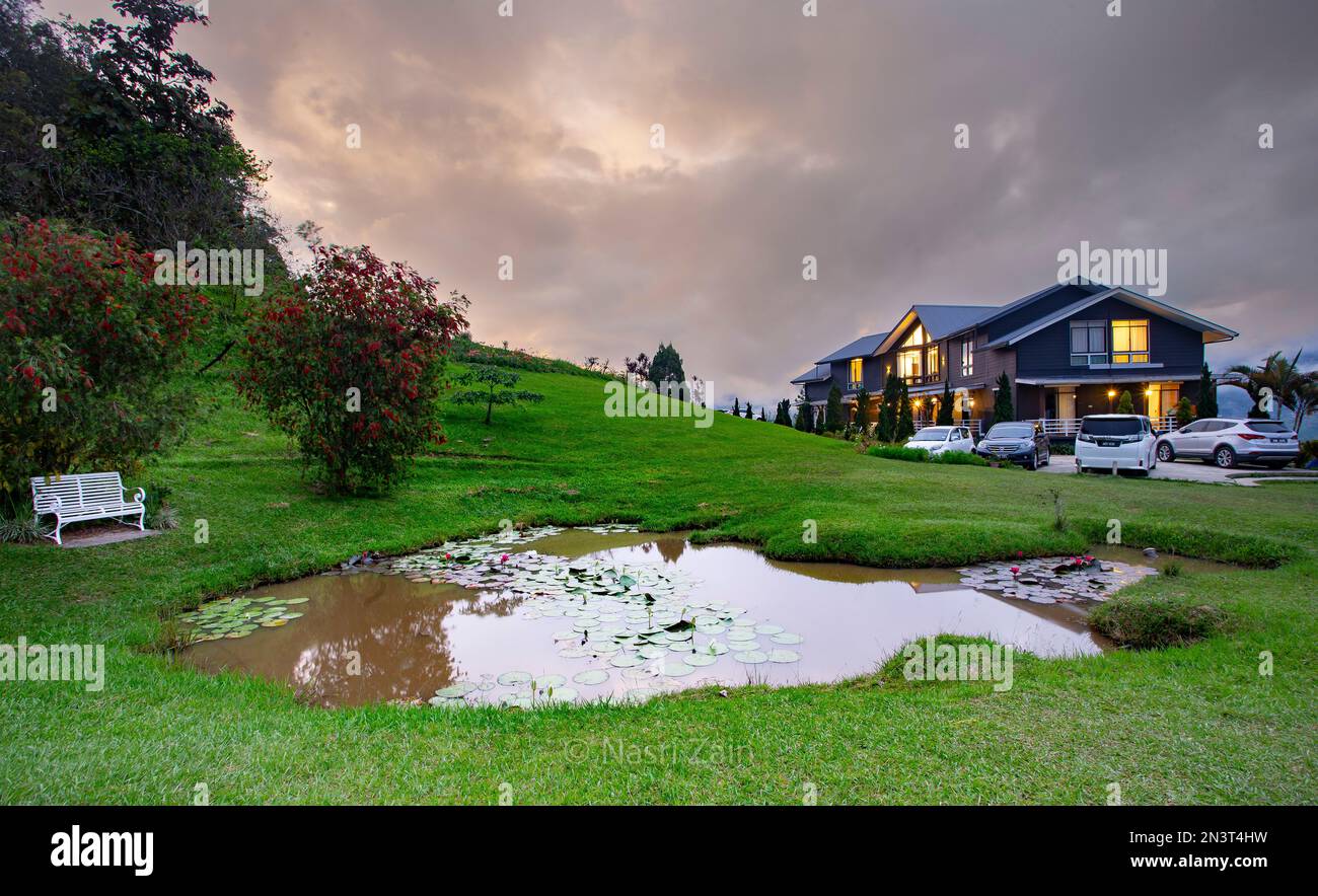 Dramatic sunset view rest house Bundu Tuhan, Sabah, Malaysia Stock ...
