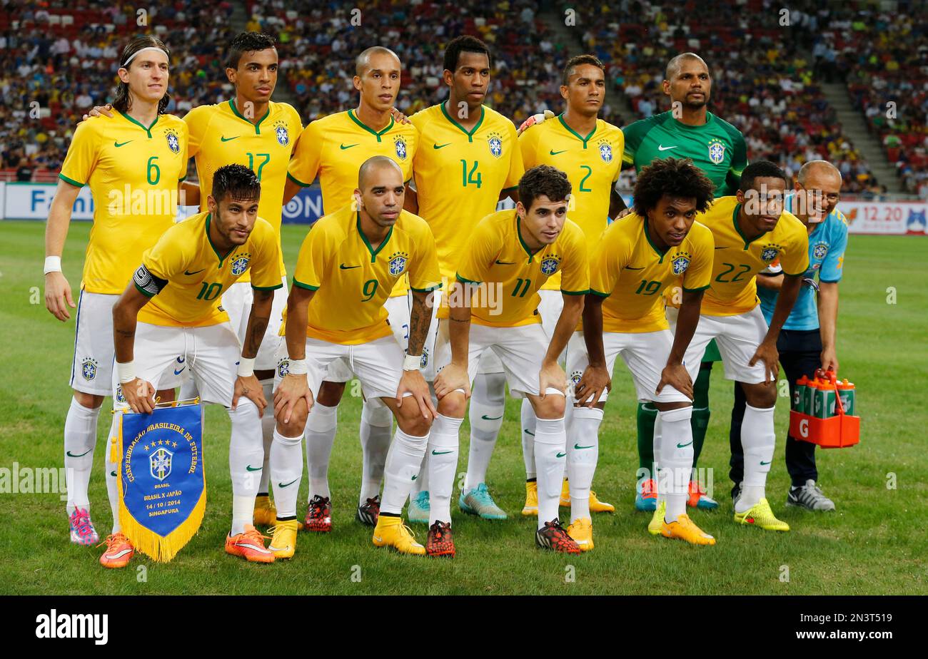 Members of the Brazilian team line up for a team photo prior to the ...